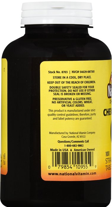 Case of 12-Natures Blend Vitamin C 500mg Chewable Tablet Strawberr