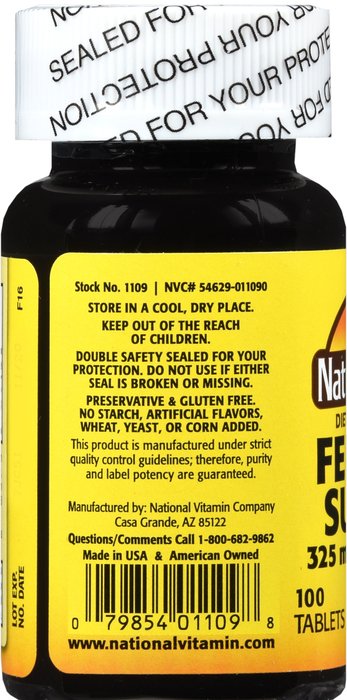 Case of 12-Ferrous Sulfate 5Gr Tab 100 Count Nature's Blend