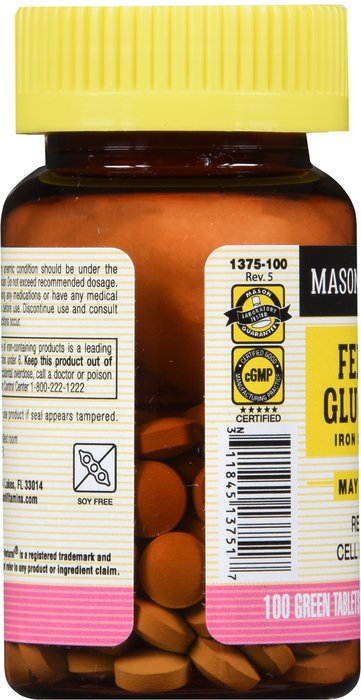 Case of 12-Ferrous Gluconate 240mg Tablet 100 Count Mason