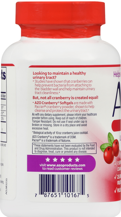 Case of 24-AZO Maximum Strength Urinary Tract Health Cranberry Softgels ...
