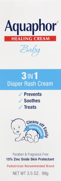 Pack of 12-Aquaphor Baby 3 in 1 Diaper Rash Cream 3.5 OZ