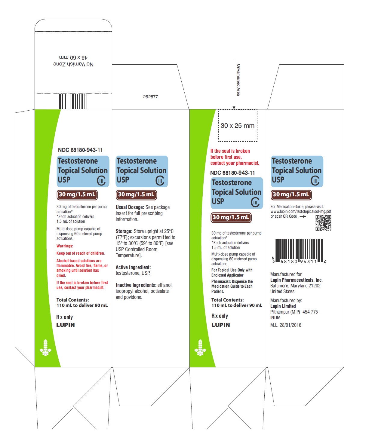 DEA- Cl3-Testosterone 30MG-1.5 90 ML sol by Lupin Pharma USA