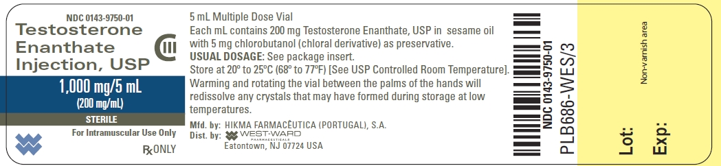 DEA- Cl3-Testosterone Enanthate 200MG/ML 5 ML Vial by Hikma
