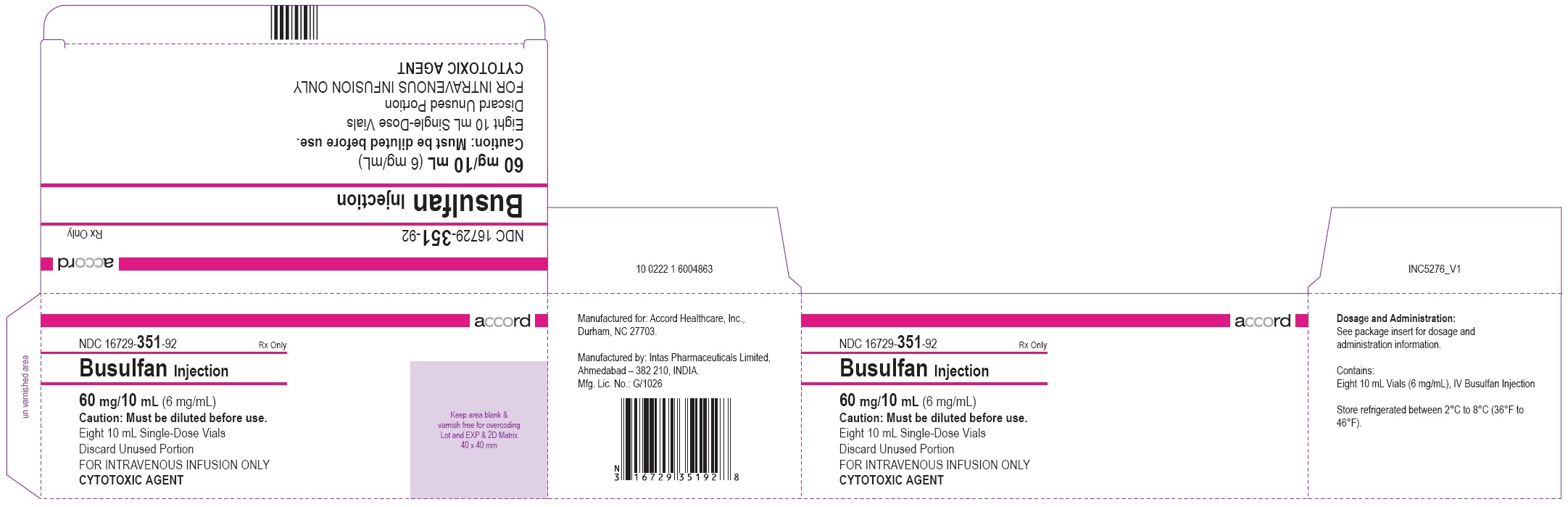 Rx Item-Busulfan 60MG 8X10 ML KEEP REFRIG- by Accord Gen Myleran