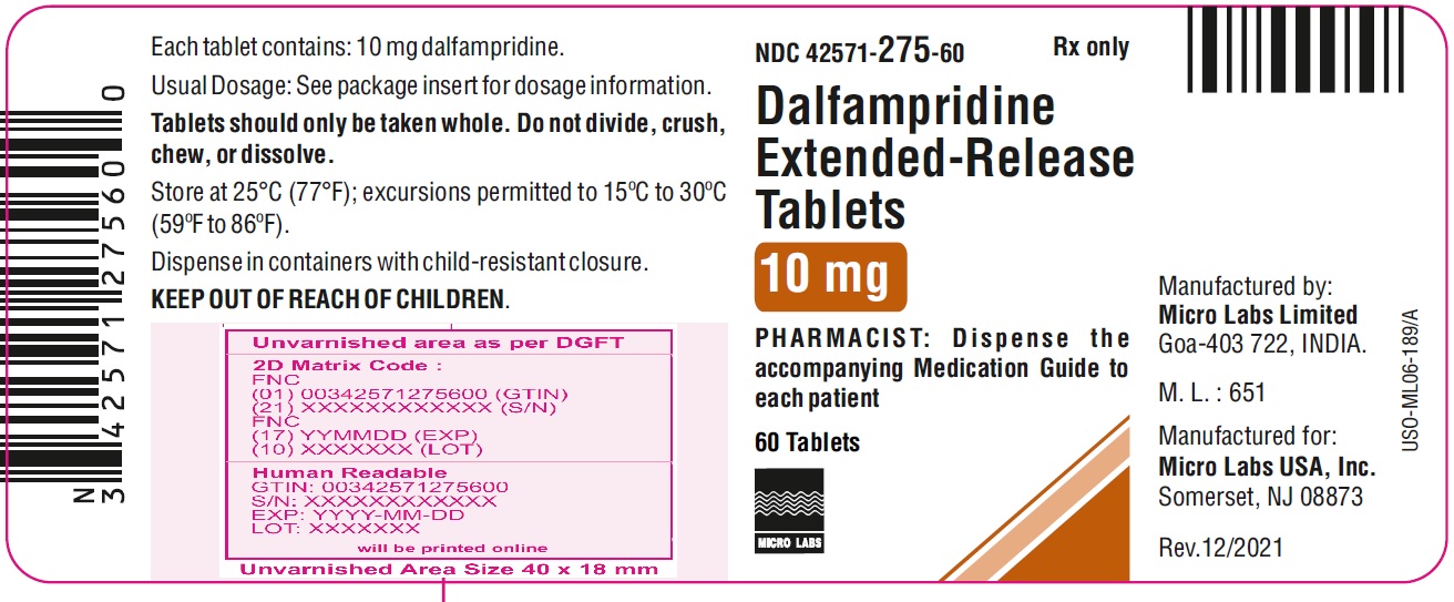 Rx Item-Dalfampridine 10MG ER 60 Tab by Micro Labs USA Gen Ampyra