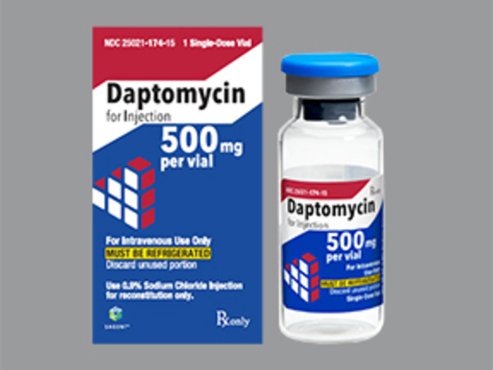 Rx Item-Daptomycin 500MG SDV Gen Cubicin KEEP REFRIG- by Sagent Pharma USA
