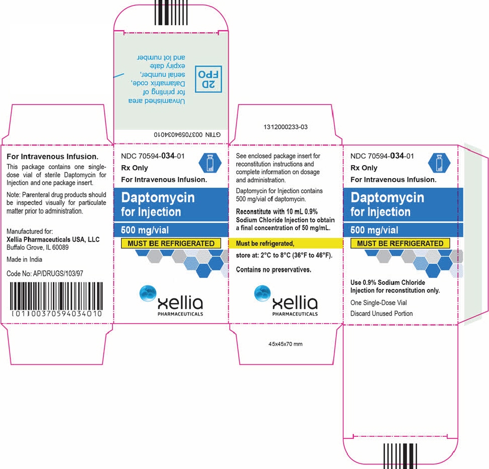 Rx Item-Daptomycin 500MG SDV Gen Cubicin-KEEP REFRIG- by Xellia Pharma USA