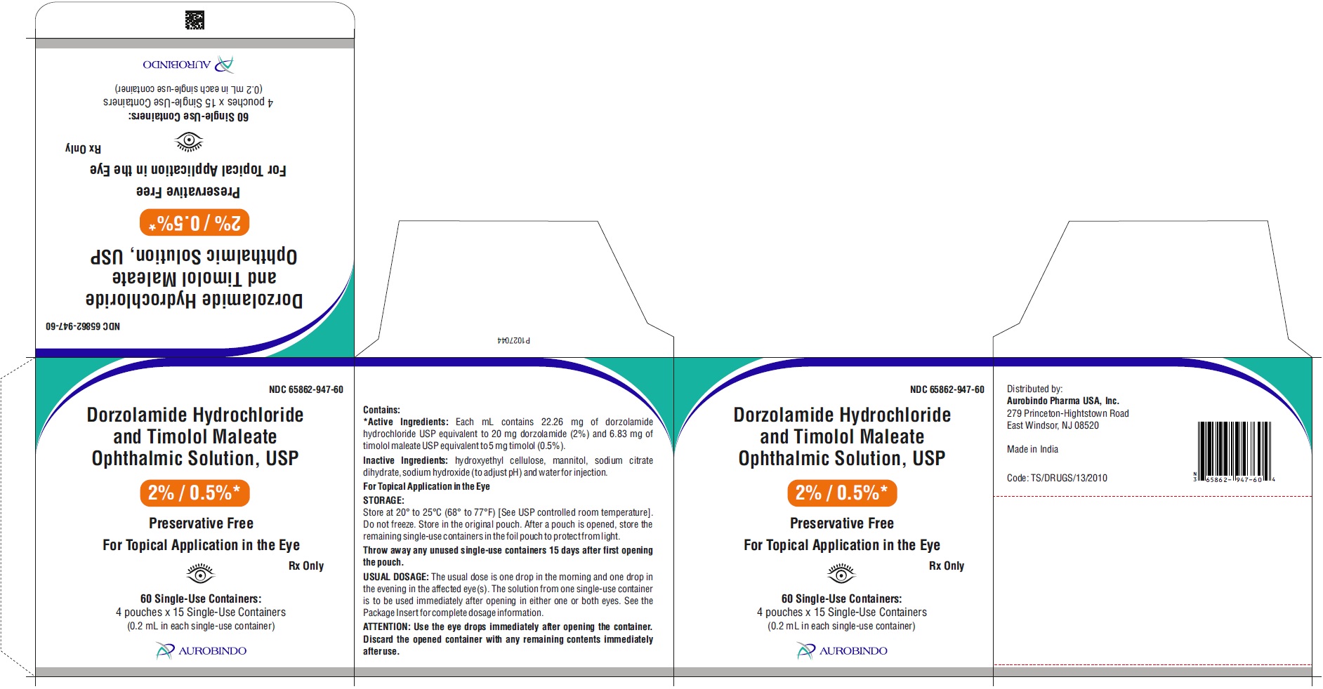 Rx Item-Dorzolamide-Timolol 2-0 005 4X15X0 2 ML O/S by Aurobindo Gen Cosopt