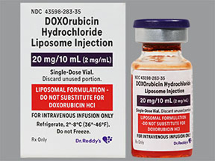 Rx Item-Doxorubicin 20MG 10 ML SDV Liposome by Dr Reddys Lab