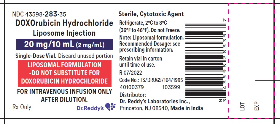 Rx Item-Doxorubicin 20MG 10 ML SDV Liposome by Dr Reddys Lab