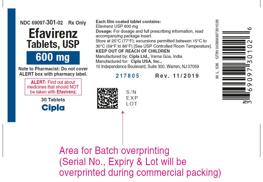 Rx Item-Efavirenz 600MG 30 Tab by Cipla Pharma USA Gen Sust