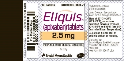 Rx Item-Eliquis 2.5MG apixaban 60 Tab by Bristol-Myers Squibb Pharma USA