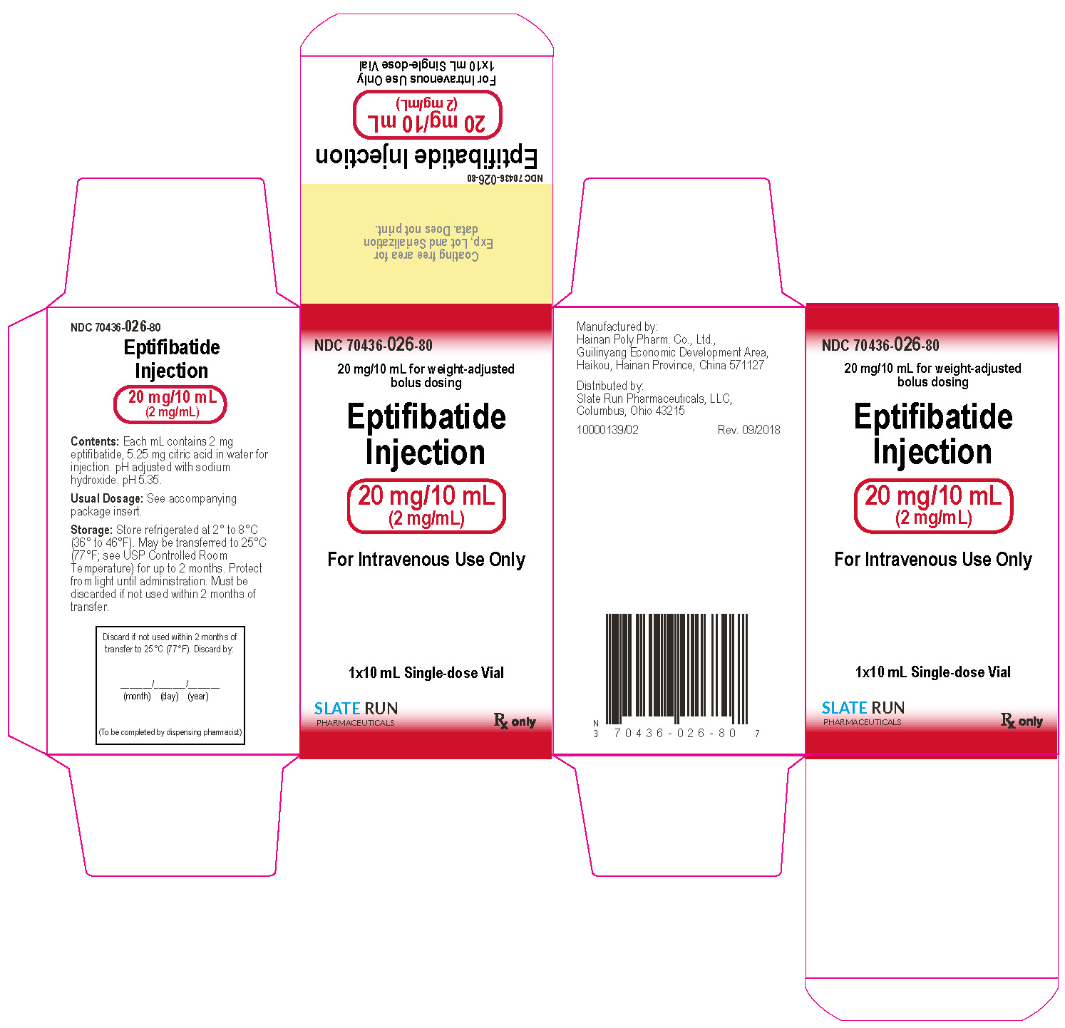Rx Item-Eptifibatide 20MG 10 ML SDV -KEEP REFRIG- by Slate Run Gen ...