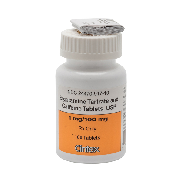 Rx Item-Ergotamine-Caffeine 1-100MG 100 Tab by Cintex Gen Cafergot