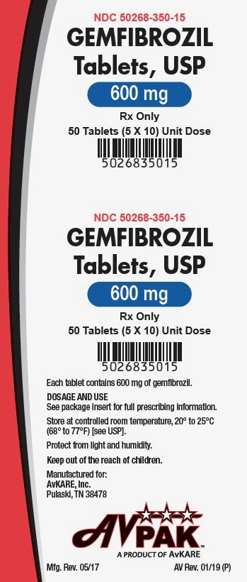 Rx Item-Gemfibrozil 600MG 5X10 TAB-Cool Store- by Avkare Pharma USA UD ...