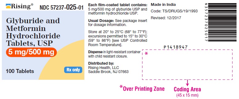Rx Item-Glyburide-Metformin 5-500MG 100 TAB by Rising Gen Glucovance