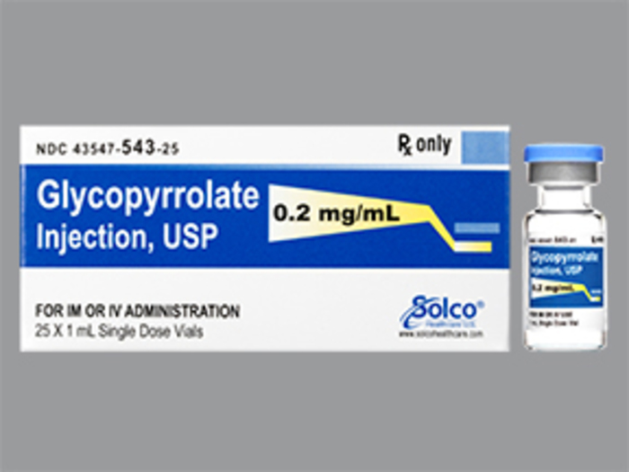 Rx Item-Glycopyrrolate 0.2MG 25X1 ML SDV by Solco Pharma USA Gen Robinul