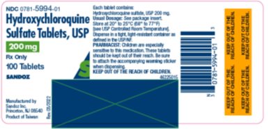 Rx Item-Hydroxychloroquin 200MG 100 Tab by Sandoz Plaquenil