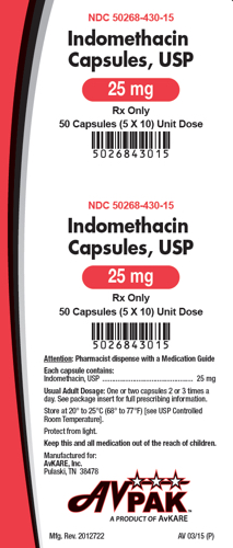 Rx Item-Indomethacin 25MG 5X10 Cap by Avkare Pharma USA Gen Indocin UD
