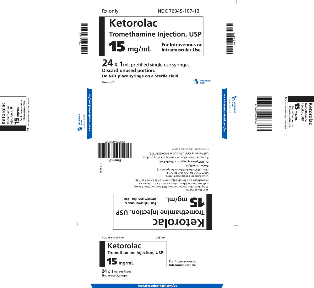 Rx Item-Ketorolac 15MG 24X1 ML PFS by Fresenius Kabi Pharma USA Gen Toradol