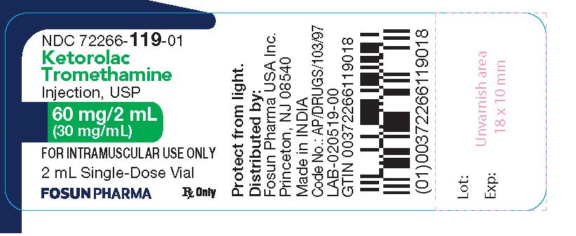 Rx Item-Ketorolac Tro 60MG 25X2 ML SDV by Fosun Pharma USA Inj