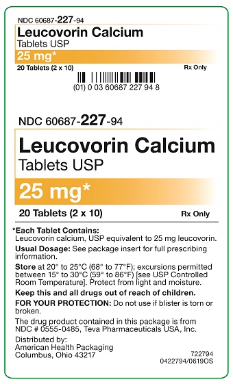 Rx Item-Leucovorin 25MG 20 Tab by AHP GEN WELLCOVORIN UD
