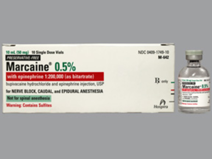 Rx Item-Marcaine Epinephrine PF 0.5% SDV 10X10 ML by Pfizer