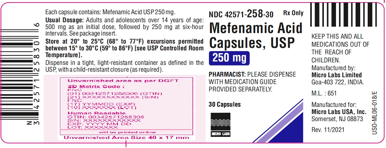 Rx Item-Mefenamic 250MG 30 Cap by Micro Labs USA Gen Ponstel