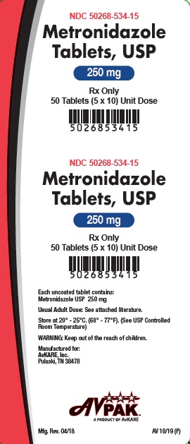 Rx Item-Metronidazole 250MG 50 Tab by Avkare Pharma USA Gen Flagyl