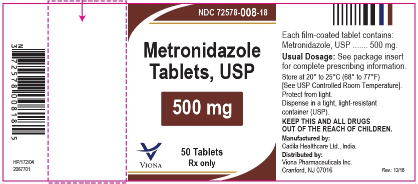 Rx Item-Metronidazole 500MG 100 Tab by Viona Pharma USA Gen Flagyl