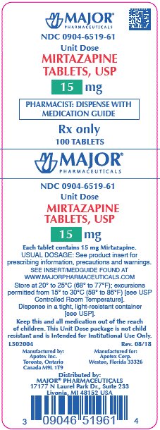 Rx Item-Mirtazapine 15MG 100 Tab by Major Pharma USA Gen Remeron UD