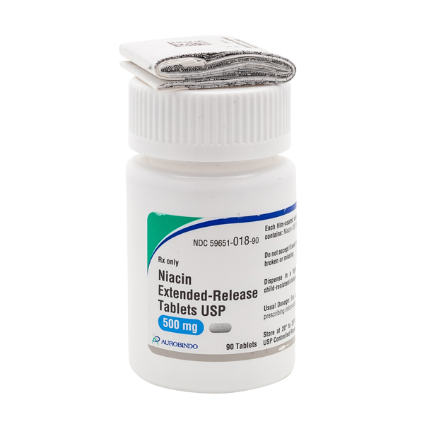 Rx Item-Niacin 500MG ER 90 Tab by Aurobindo Pharma USA Gen Niaspan