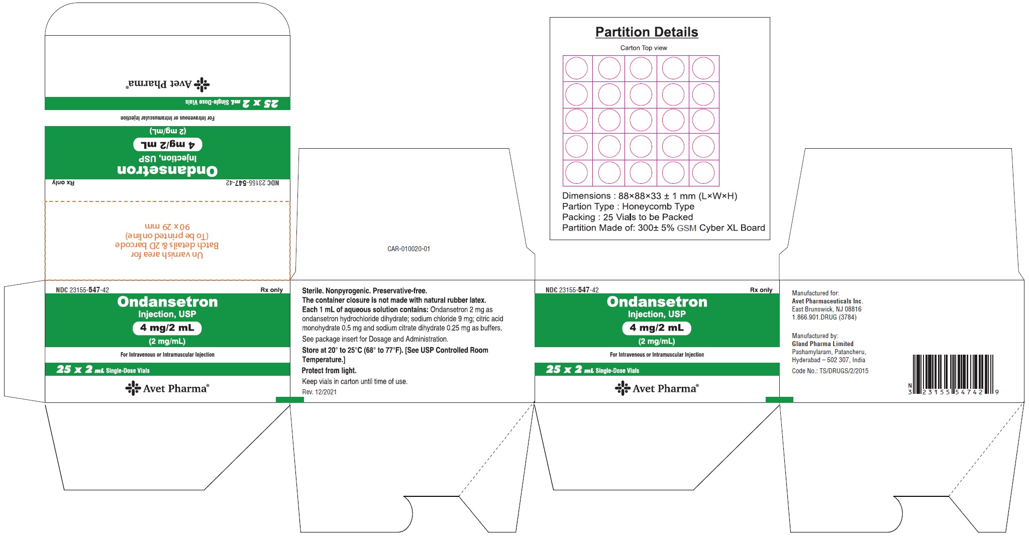 Rx Item-Ondansetron 4MG-2ML 25X2 ML Single Dose Vial by Avet Heritage Ph