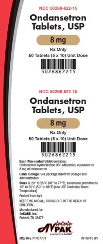 Rx Item-Ondansetron 8MG 50 Tab by Avkare Pharma USA Gen Zofran Unit Dose