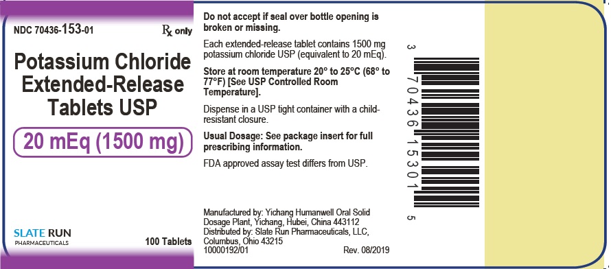 Rx Item-Potassium Chl 20MEQ ER 100 Tab by Slate Run Pharma USA Gen K-DUr