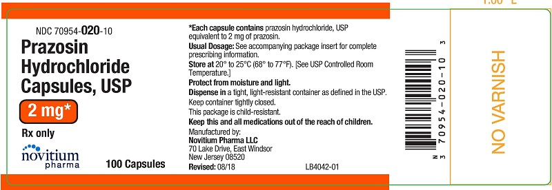 Rx Item-Prazosin Hcl 2MG 100 Cap by Novitium Pharma USA Gen Minipress