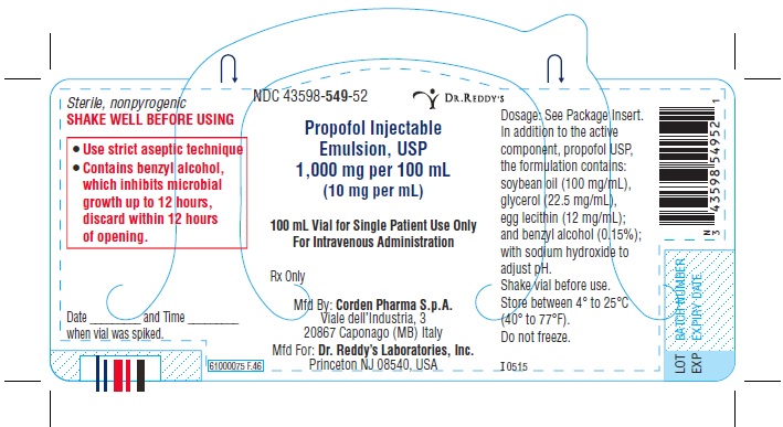 Rx Item-Propofol 1000MG 10X100 ML Vial by Dr Reddys Lab USA