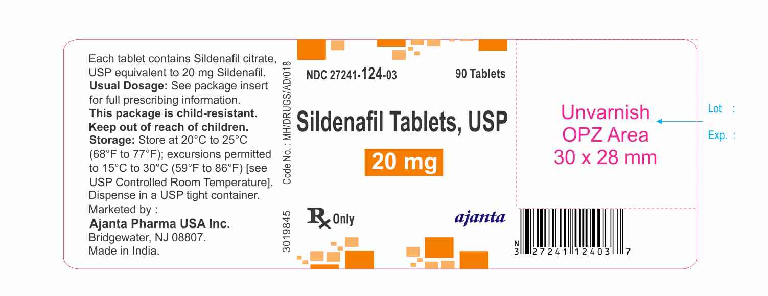 Rx Item-Sildenafil 20Mg 90 Tab By Ajanta Pharma USA Gen Revatio
