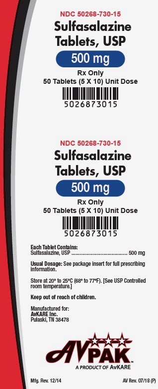 Rx Item-Sulfasalazine 500MG 50 Tab by Avkare Pharma USA -RX2