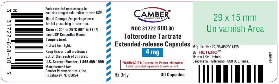 Rx Item-Tolterodine 4Mg ER 30 Cap By Camber Pharma USA Gen Detrol