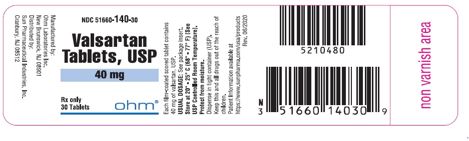 Rx Item-Valsartan 40MG 30 Tab by Sun Pharma OHM USA Gen Diovan Exp 6/23