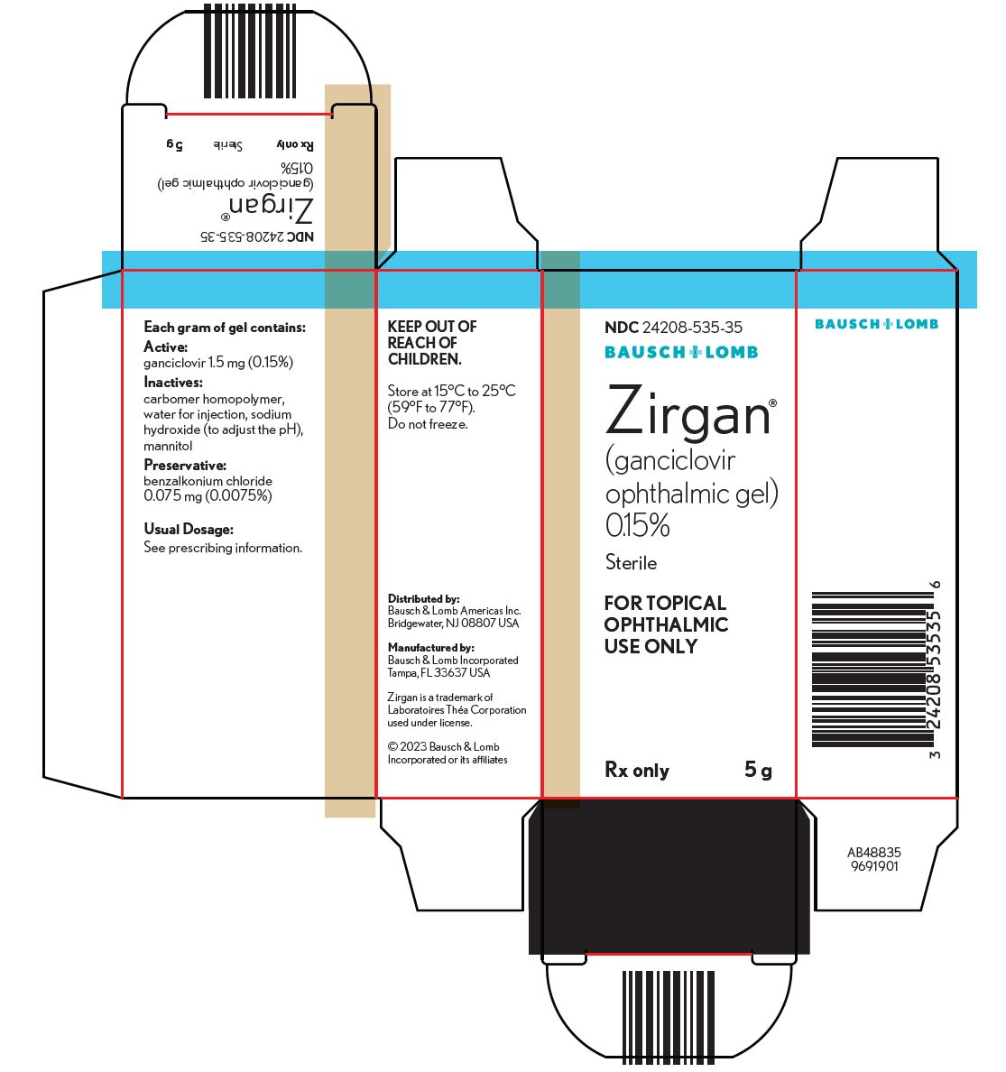 Rx Item-Zirgan 0.15% 5 GM Gel by Valeant Pharma USA