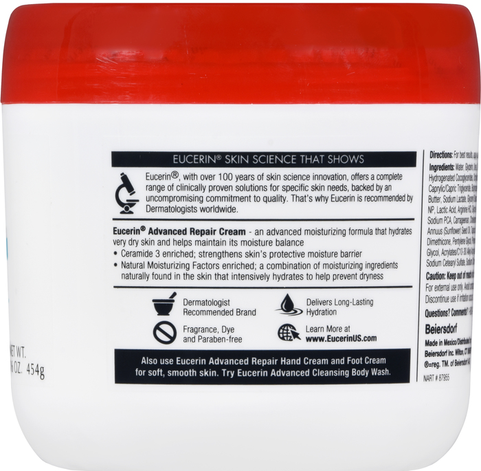 Eucerin Advanced Repair Cream Jar 16Oz By Beiersdorf/Cons Prod