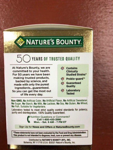 Probiotic 10 Ultra Strength 20B Capsule 30 Count Natures Bounty