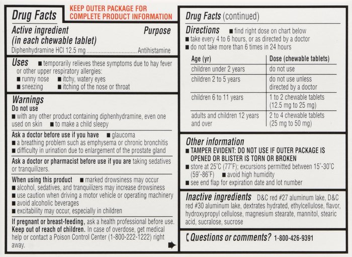 Case Of 24-Gnp Diphenhydramine Child Chew Cherry 20 Ct By Lnk Internati