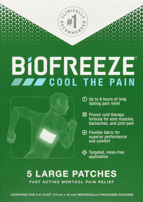 Biofreeze Menthol Pain Relief Gel Patches Large 5ct by RB Health