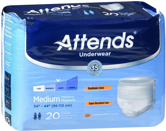 Attends Protective Underwear Extra Absorbency Medium 4X20 By Attends ...