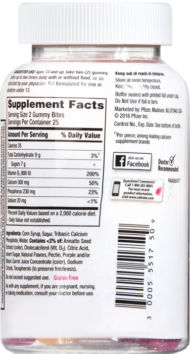 Caltrate Gummy Bites Chewable Gumybite 50 By Glaxo Smith Kline Consumer ...