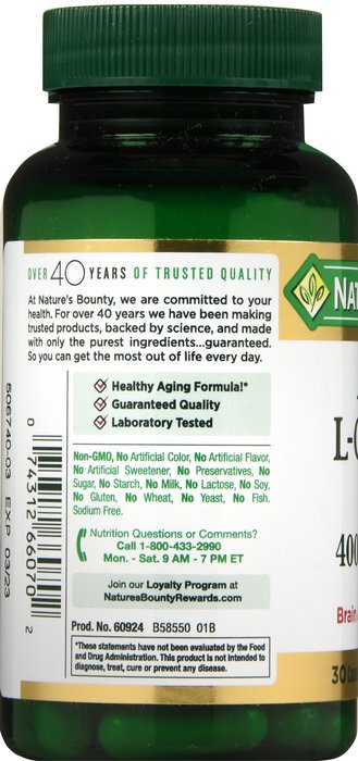 Case of 24-Acetyl L-Carnitine 400 mg Cap 30 By Nature's Bounty USA