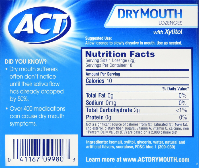 Case of 24-ACT Dry Mouth Lozenges Soothing Mint 18 EA